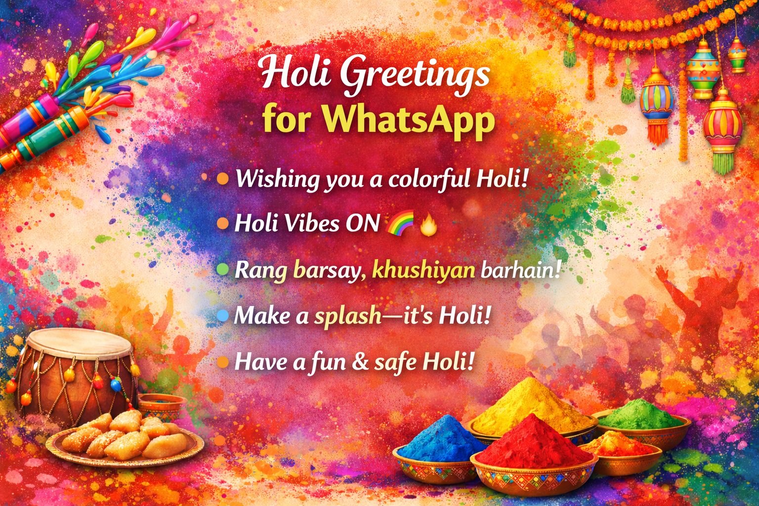 Holi Greetings in English (Short, Heartfelt, and Work-Safe) — 2026